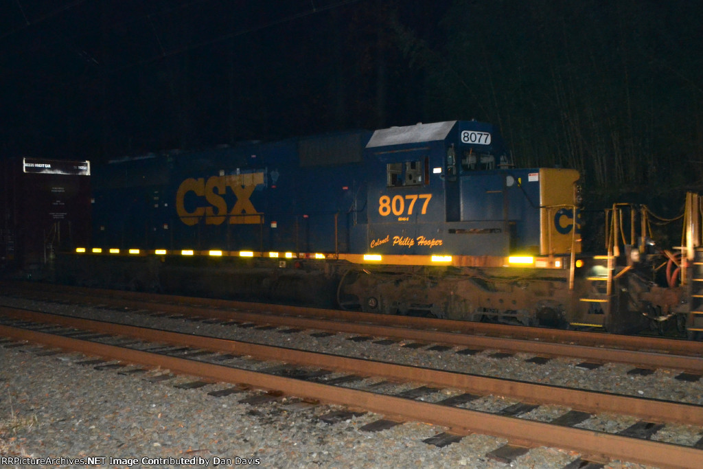 CSX SD40-2 8077 trails on Q301-16